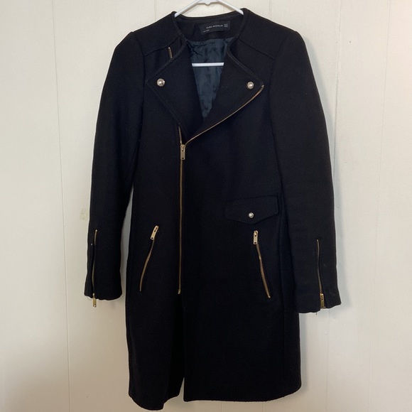 Zara | Jackets & Coats | Zara Black Wool Coat | Poshmark